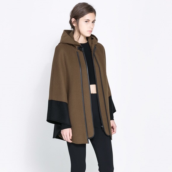 Zara | Jackets & Coats | Zara Cape Brown Black | Poshmark